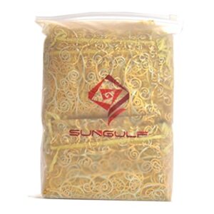 SUNGULF 100pcs Organza Pouch Bag Drawstring 6"x8" Strong Gift Candy Bag Jewelry Party Wedding Favor (Gold flower vine Print)