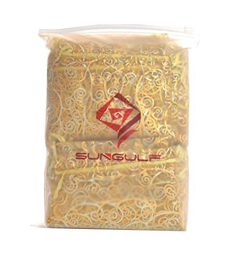 SUNGULF 100pcs Organza Pouch Bag Drawstring 6"x8" Strong Gift Candy Bag Jewelry Party Wedding Favor (Gold flower vine Print)