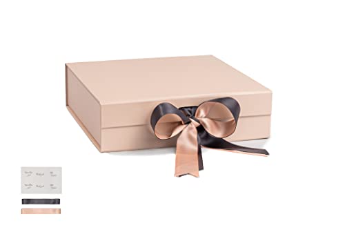 SKETCHGROUP Luxury Pale Pink Gift Box with 2 Satin Ribbons and Magnetic Closure for Luxury Packaging -for Birthdays, Bridal Gifts, Weddings, BabyShower Gifts, Baby Girl, Christmas(Pale Pink)