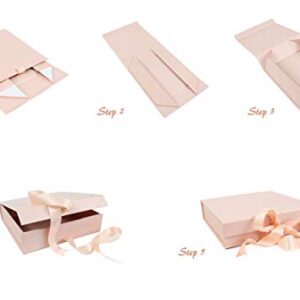 SKETCHGROUP Luxury Pale Pink Gift Box with 2 Satin Ribbons and Magnetic Closure for Luxury Packaging -for Birthdays, Bridal Gifts, Weddings, BabyShower Gifts, Baby Girl, Christmas(Pale Pink)