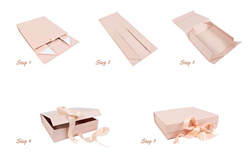 SKETCHGROUP Luxury Pale Pink Gift Box with 2 Satin Ribbons and Magnetic Closure for Luxury Packaging -for Birthdays, Bridal Gifts, Weddings, BabyShower Gifts, Baby Girl, Christmas(Pale Pink)