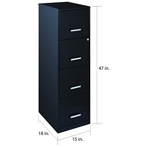 Scranton & Co 18" 4 Drawer Metal Letter File Cabinet in Black