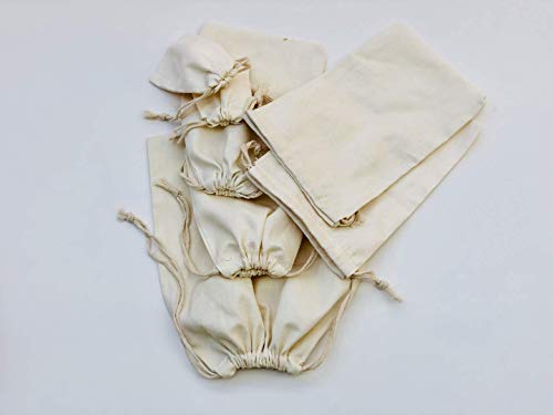 Cotton Double Drawstring Muslin Bag. 100% Organic Cotton. Pack of 100 (3 x 4 Inches)