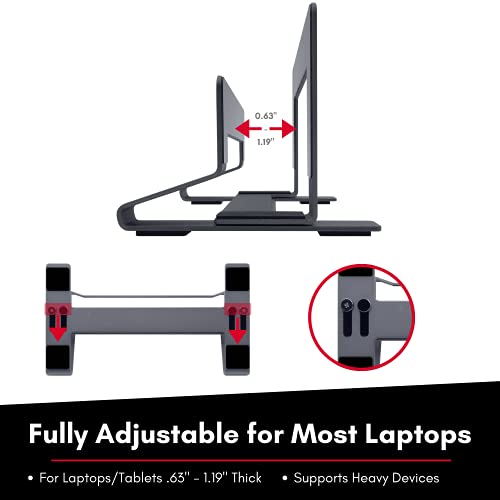 Macally Vertical Laptop Stand for Desk - Adjustable Desk Laptop Holder for Universal Compatibility - Saves Space & Improves Airflow - Use as MacBook Stand Vertical Dock (Pro / Air) - Weighted Frame