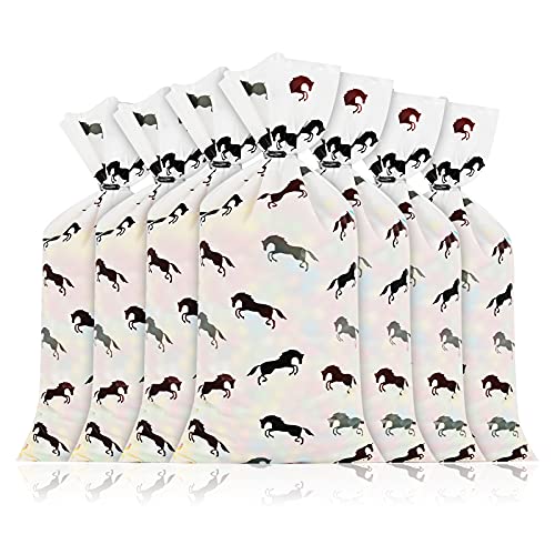 Lecferrarc 100 Pcs Horse Treat Bags Horse Cellophane Candy Bags Horse Racing Plastic Goodie Storage Bags Horse Party Favor Bags with Twist Ties for Cowboy Theme Birthday Party Supplies