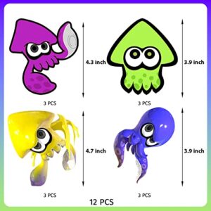 HOMEZZO 24 Pcs Splatoon Party Favor Gift Bags - Slime Candy Bags Goodie Bags with Squid Stickers for Splatoon Party Decorations Slime Party Supplies