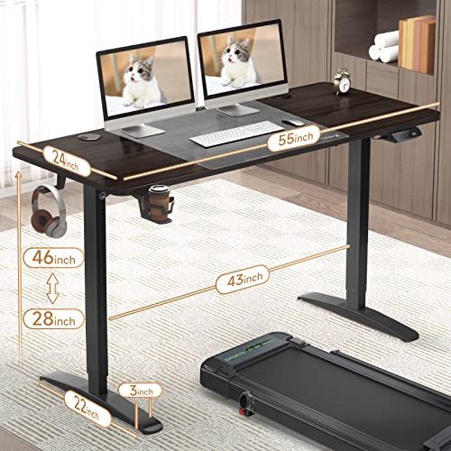 Dripex Electric Standing Desk Height Adjustable Computer Table-55 x 24 Inches Durable Large Workstation with Smart Memory for Home Office