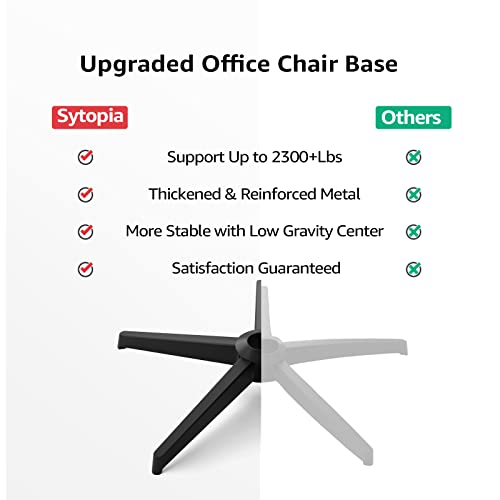 Sytopia Office Chair Base, 28'' Desk Chair Base Replacement with Reinforced Metal Legs (2300Lbs), Chair Bottom Part for Most Chairs, Universal Gas Cylinder and Caster Sockets, Matte Black