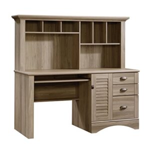 sauder harbor view computer desk with hutch, salt oak finish