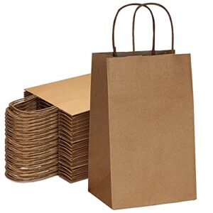 uinicor gift bags bulk 100pcs brown paper bags with handles 5.25×3.75×8 paper bags for business,shopping,retail,party favor,wedding,birthday gift bag