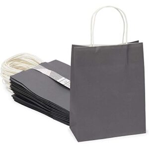 medium gift bags with handles, dark grey (8 x 10 x 4 inches, 25 pack)