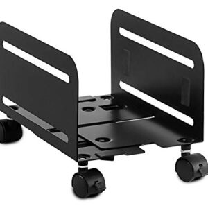 Mount-It! Rolling CPU Stand with Wheels, Heavy Duty Desktop Computer Tower Cart with Ventilation and Adjustable Width from 4.87 to 8.5 Inches, Steel