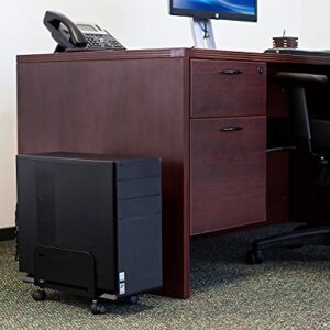 Mount-It! Rolling CPU Stand with Wheels, Heavy Duty Desktop Computer Tower Cart with Ventilation and Adjustable Width from 4.87 to 8.5 Inches, Steel