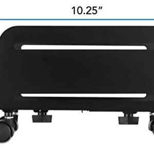 Mount-It! Rolling CPU Stand with Wheels, Heavy Duty Desktop Computer Tower Cart with Ventilation and Adjustable Width from 4.87 to 8.5 Inches, Steel