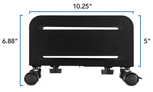 Mount-It! Rolling CPU Stand with Wheels, Heavy Duty Desktop Computer Tower Cart with Ventilation and Adjustable Width from 4.87 to 8.5 Inches, Steel