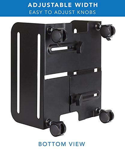 Mount-It! Rolling CPU Stand with Wheels, Heavy Duty Desktop Computer Tower Cart with Ventilation and Adjustable Width from 4.87 to 8.5 Inches, Steel