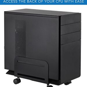 Mount-It! Rolling CPU Stand with Wheels, Heavy Duty Desktop Computer Tower Cart with Ventilation and Adjustable Width from 4.87 to 8.5 Inches, Steel