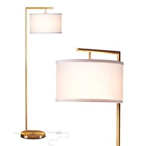 brightech montage modern floor lamp, led floor lamp for living rooms & offices – tall standing lamp for bedroom reading – corner pole lamp for contemporary home decor – gold, antique brass