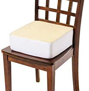 Comfort Finds Rise with Ease Seat Cushion - Thick Firm Chair Cushion Booster - Extra Thick Foam Pad for Home, Patio, Office and Car Seats - Extra Supportive Lift - 14 X 14 X 5 (Sherpa Cream) …