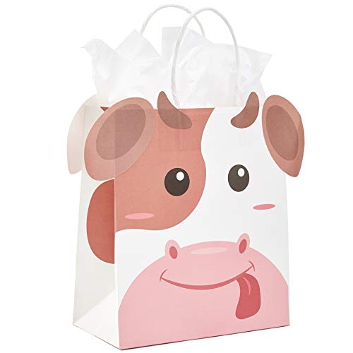 Barnyard Animal Kraft Paper Gift Bags with Handles (16 Pack)