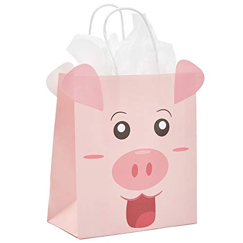 Barnyard Animal Kraft Paper Gift Bags with Handles (16 Pack)