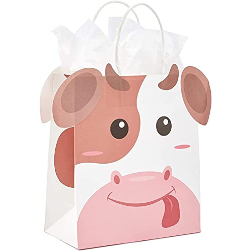 Barnyard Animal Kraft Paper Gift Bags with Handles (16 Pack)