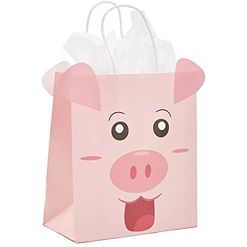 Barnyard Animal Kraft Paper Gift Bags with Handles (16 Pack)