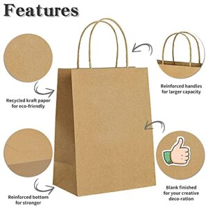 Brown Kraft Paper Bags 50Pcs 8 x 4.75 x 10 inches Haiquan Paper Bags with Handles Gift Bags for Shopping, Wedding, Retail, Party