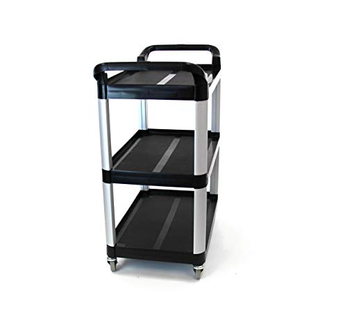 Utility Service Cart - 3 Shelf - 450 Lbs Capacity W 33" x H 38" x D 17" Black