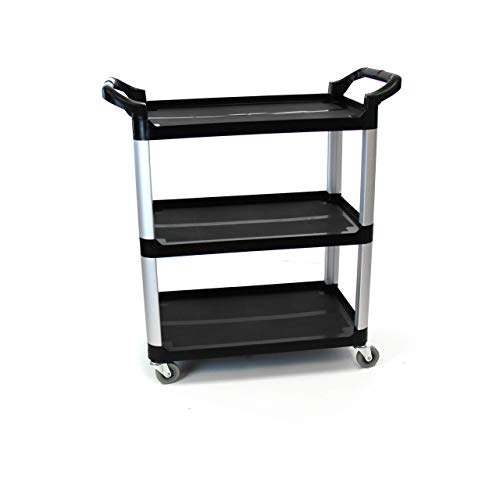 Utility Service Cart - 3 Shelf - 450 Lbs Capacity W 33" x H 38" x D 17" Black