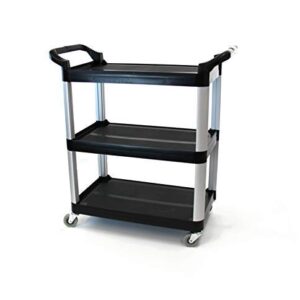 Utility Service Cart - 3 Shelf - 450 Lbs Capacity W 33" x H 38" x D 17" Black