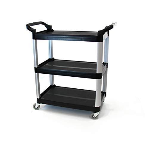 Utility Service Cart - 3 Shelf - 450 Lbs Capacity W 33" x H 38" x D 17" Black