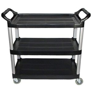 Utility Service Cart - 3 Shelf - 450 Lbs Capacity W 33" x H 38" x D 17" Black