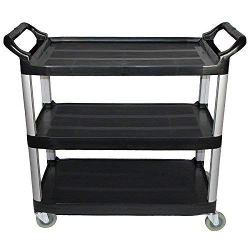 Utility Service Cart - 3 Shelf - 450 Lbs Capacity W 33" x H 38" x D 17" Black