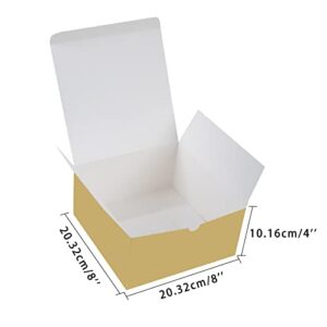 komstuon Gold Gift Boxes for Presents, 10 Pack 8 x 8 x 4 Inch Gift Boxes, Cardboard Gift Boxes with Lid, Bridesmaid Proposal Boxes, Square Paper Gift Box for Birthday, Father's Day, Christmas