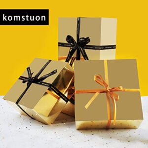 komstuon Gold Gift Boxes for Presents, 10 Pack 8 x 8 x 4 Inch Gift Boxes, Cardboard Gift Boxes with Lid, Bridesmaid Proposal Boxes, Square Paper Gift Box for Birthday, Father's Day, Christmas