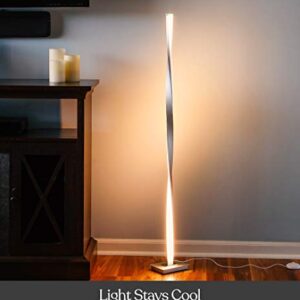 Brightech Helix LED Floor lamp, Bright Floor Lamp for Living Rooms & Bedrooms, 48" Tall Pole Lamp, Dimmable Standing Lamp - Platinum Silver