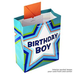 Hallmark 15" Extra Large Birthday Gift Bag with Tissue Paper ("Birthday Boy" Green and Blue Star)