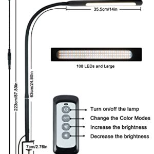 LiFMIRA LED Desk Lamp with Clamp 30min Timer 30 Lighting Modes Eye Caring 108 LEDs Architect Task Lamp Long Flexible Gooseneck Clamp Lamps for Home Office Dorm with 12W Adapter & 87.8in Cord