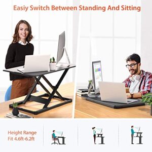 ErGear Standing Desk Converter Height Adjustable Stand Up Desktop Riser, 28" Ergonomic Gas Spring Sit to Stand Workstation for Laptop and Monitor Home Office (EGSSD4)