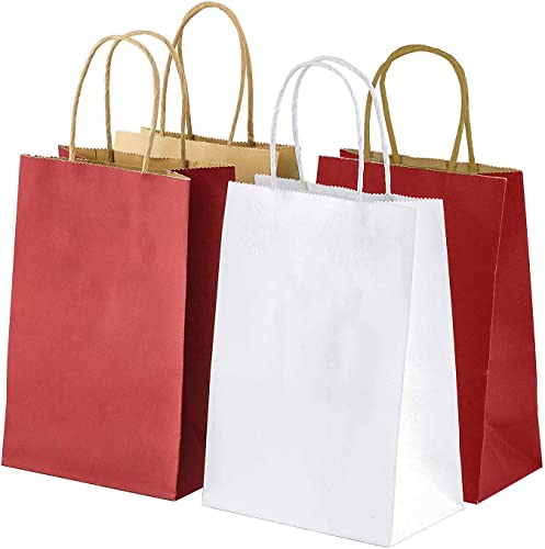 Elegant Supply Solid Print Holiday Gift Twisted Handles Kraft Paper Bags in Bulk, Multipurpose use, Suitable for Every Occasion, 10 X 5 X 13, Ruby Red