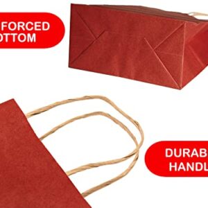 Elegant Supply Solid Print Holiday Gift Twisted Handles Kraft Paper Bags in Bulk, Multipurpose use, Suitable for Every Occasion, 10 X 5 X 13, Ruby Red