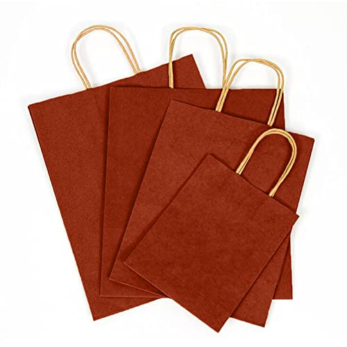 Elegant Supply Solid Print Holiday Gift Twisted Handles Kraft Paper Bags in Bulk, Multipurpose use, Suitable for Every Occasion, 10 X 5 X 13, Ruby Red