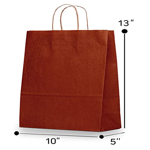 Elegant Supply Solid Print Holiday Gift Twisted Handles Kraft Paper Bags in Bulk, Multipurpose use, Suitable for Every Occasion, 10 X 5 X 13, Ruby Red