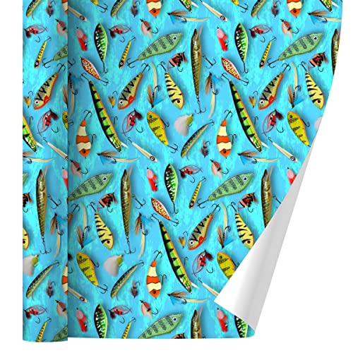 GRAPHICS & MORE Fishing Flies Lures Fish Pattern Gift Wrap Wrapping Paper Rolls