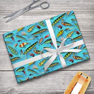 GRAPHICS & MORE Fishing Flies Lures Fish Pattern Gift Wrap Wrapping Paper Rolls