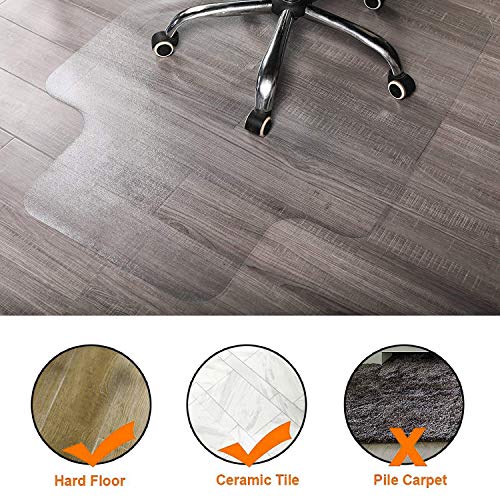 HYNAWIN Office Chair Mat for Hard Floors - 36''×47'',Heavy Duty Clear Wood/Tile Floor Protector PVC Transparent