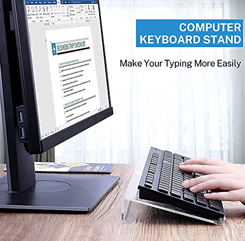 Computer Keyboard Stand-Clear Acrylic Keyboard Tray with Rubber mat,Acrylic PC Keyboard Holder Tilted Computer Keyboard Stand for Ergonomic Easy Typing,Computer Gaming and Working at Home and Office