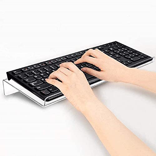 Computer Keyboard Stand-Clear Acrylic Keyboard Tray with Rubber mat,Acrylic PC Keyboard Holder Tilted Computer Keyboard Stand for Ergonomic Easy Typing,Computer Gaming and Working at Home and Office