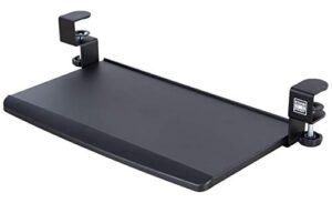 stand steady clamp on keyboard tray | keyboard shelf – small size – easy install – no need to drill into desk! retractable to slide under desktop | great for home or office!